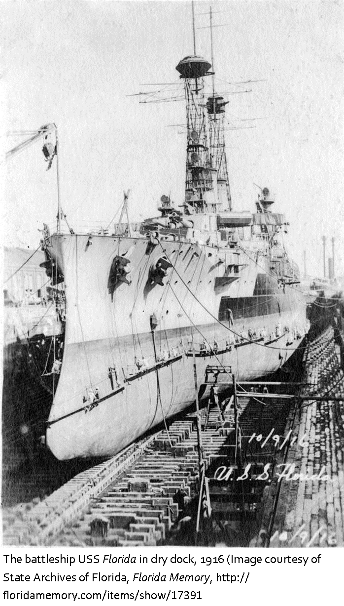 1909 – The keel of the USS Florida was laid during a ceremony | Florida ...