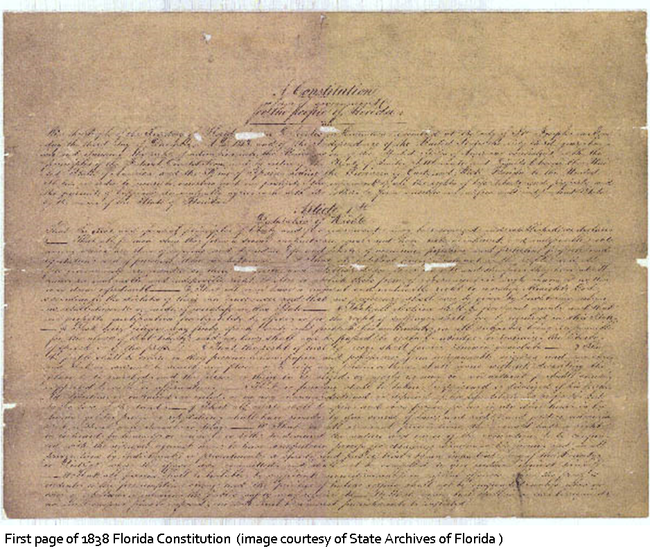 1838 Florida Constitution | Florida Historical Society